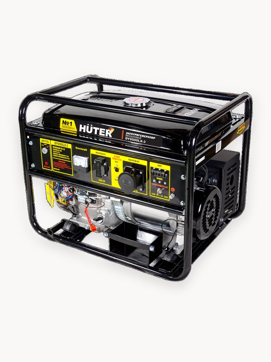Генератор бензиновый, Huter DY9500LX-3, электростартер, макс мощность 8000Вт