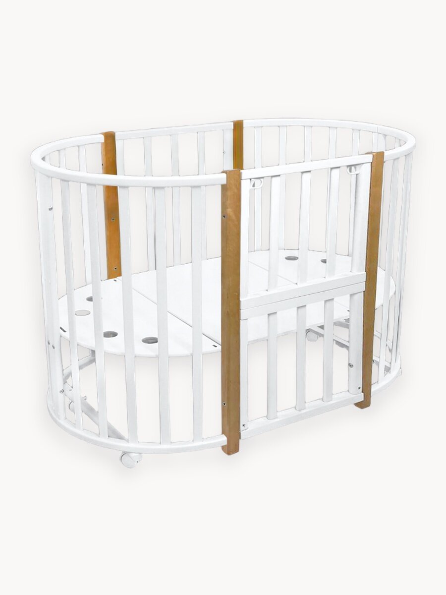 Кровать детская, MY LOVE, трансформер, с быстросъемной решеткой, белый/бук, Азбука кроваток