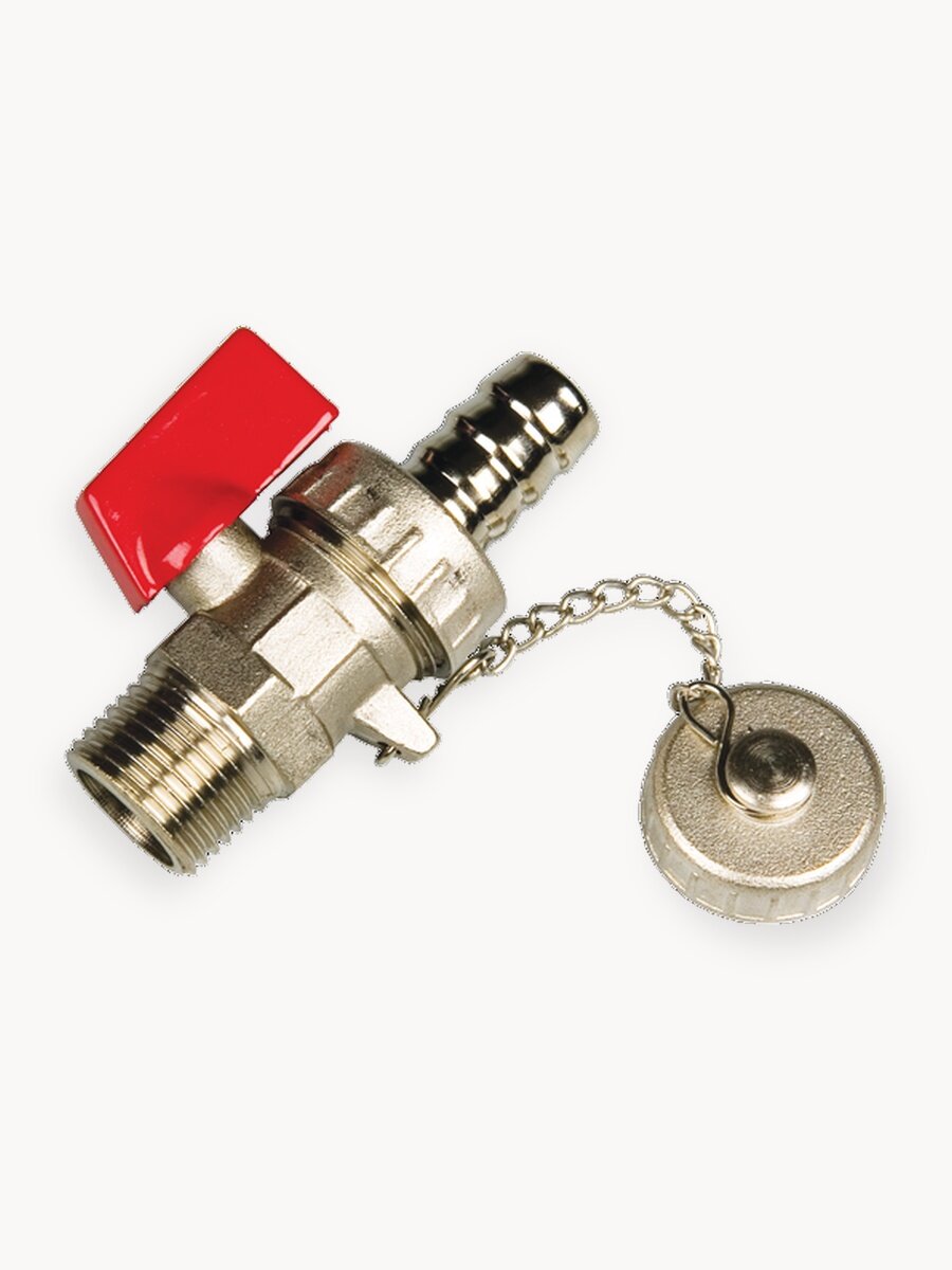 Кран сливной шаровой Н 1/2" с пробкой для концовки коллектора