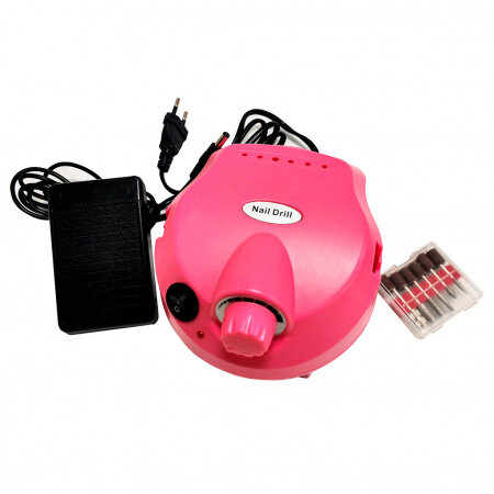 Машинка для маникюра и педикюра с педалью Nail drll zs-604, 45000 об/мин, розовая