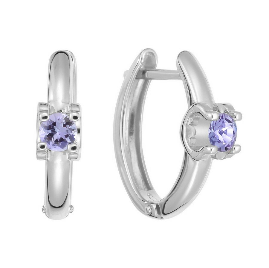 Серьги, белое золото, 585 проба, танзанит
