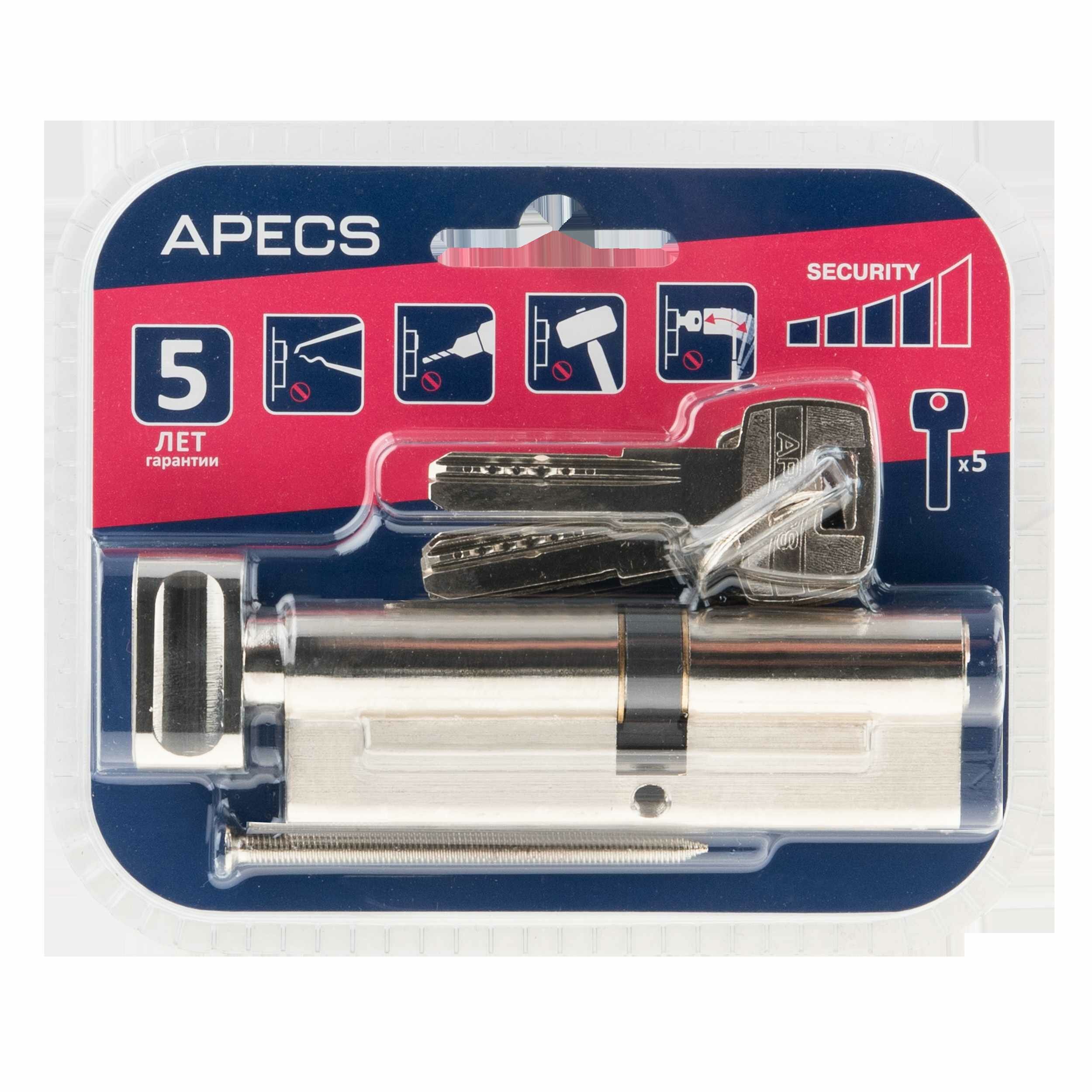 Цилиндровые механизмы Apecs Pro LM-110(50/60C)-C-NI 110 мм, ключ/вертушка, цвет никель