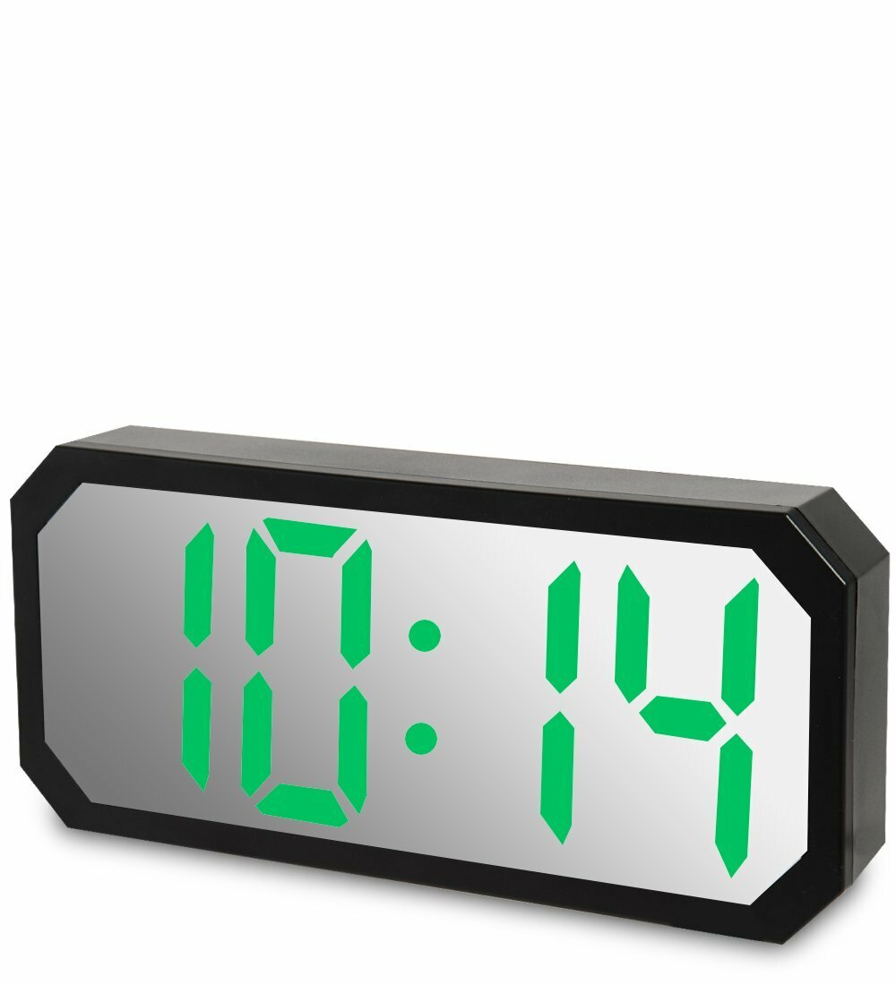 Часы электронные сред. зеркальные (черные с зеленым циферблатом) A2160407
