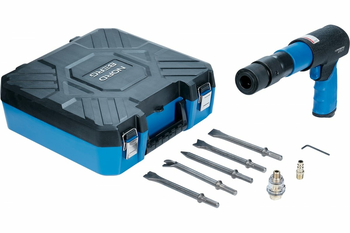 NORDBERG Пневмозубило 250мм с комплектом насадок и быстросъемн. держателем в кейсе NP5070K