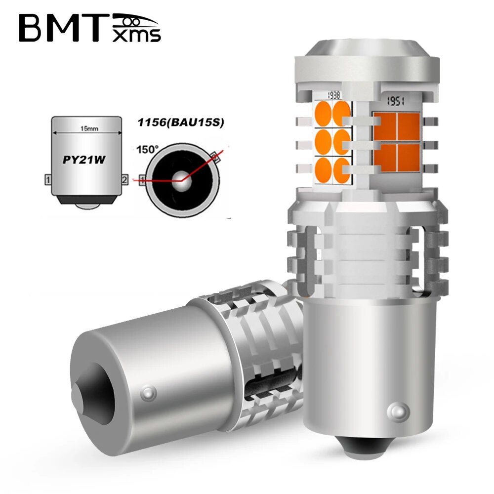 Комплект Из 2 Светодиодных Ламп BMTxms T20 7443 W21W Янтарно-желтого Цвета Для BAU15S PY21W 7506