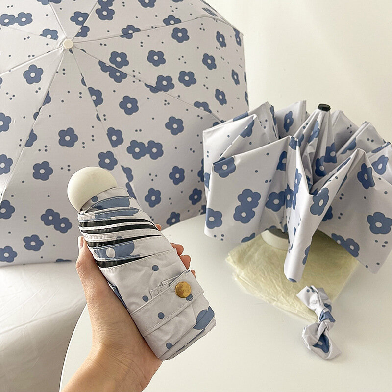 Японский и корейский автоматический зонт для женщин, свежий цветочный дизайн, зонт для защиты от солнца, двойное использование для солнца и дождя, черное покрытие, 50% off зонтов