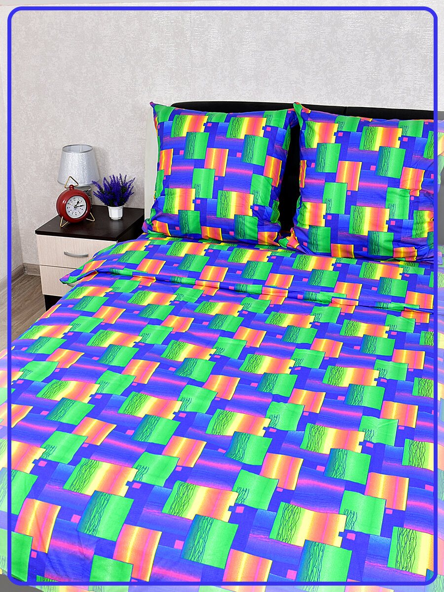 Постельное белье Шуйская бязь Радуга синяя 6267-1 2 спальное