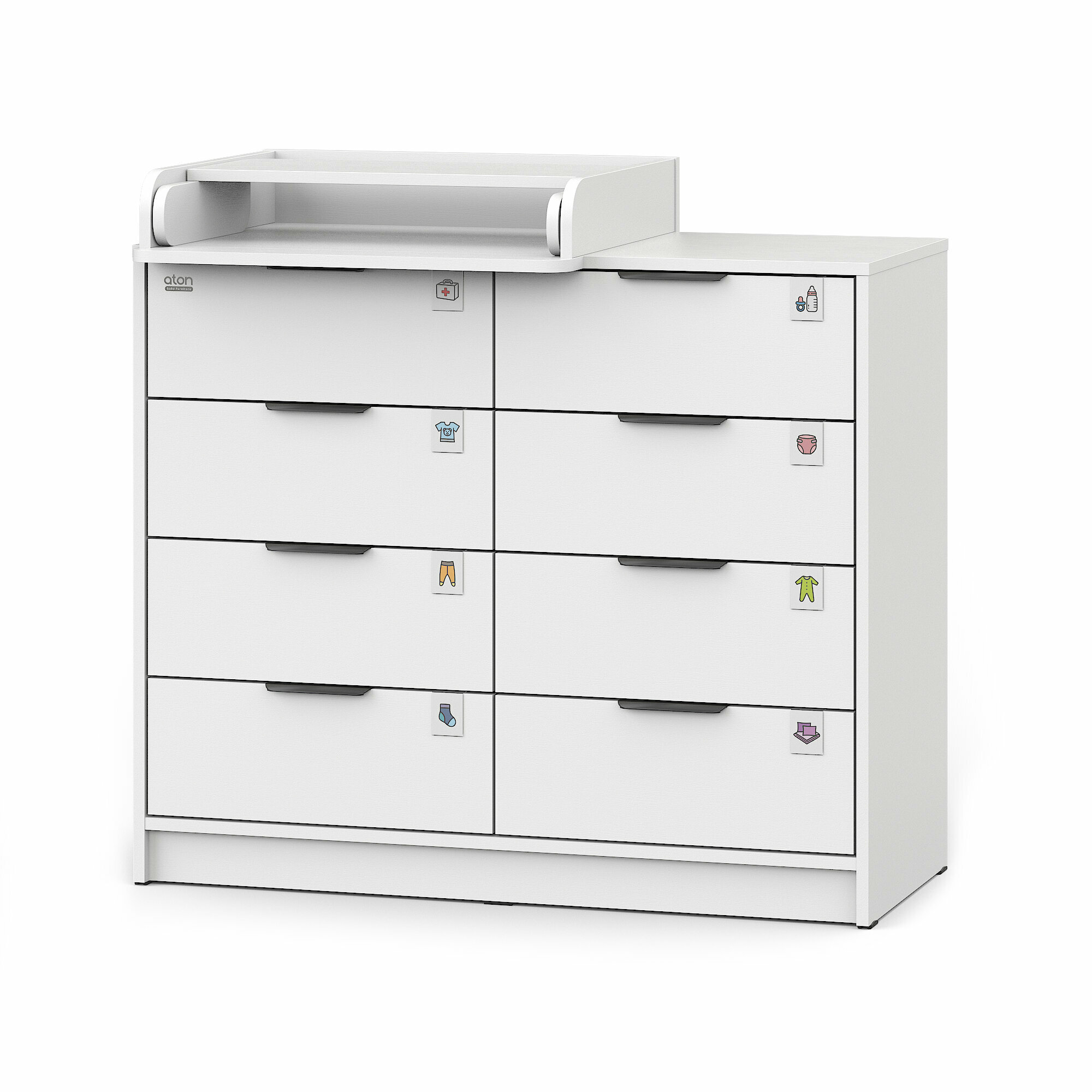 Атон комод "Zeus" шариковые направляющие 8 ящ. Белый