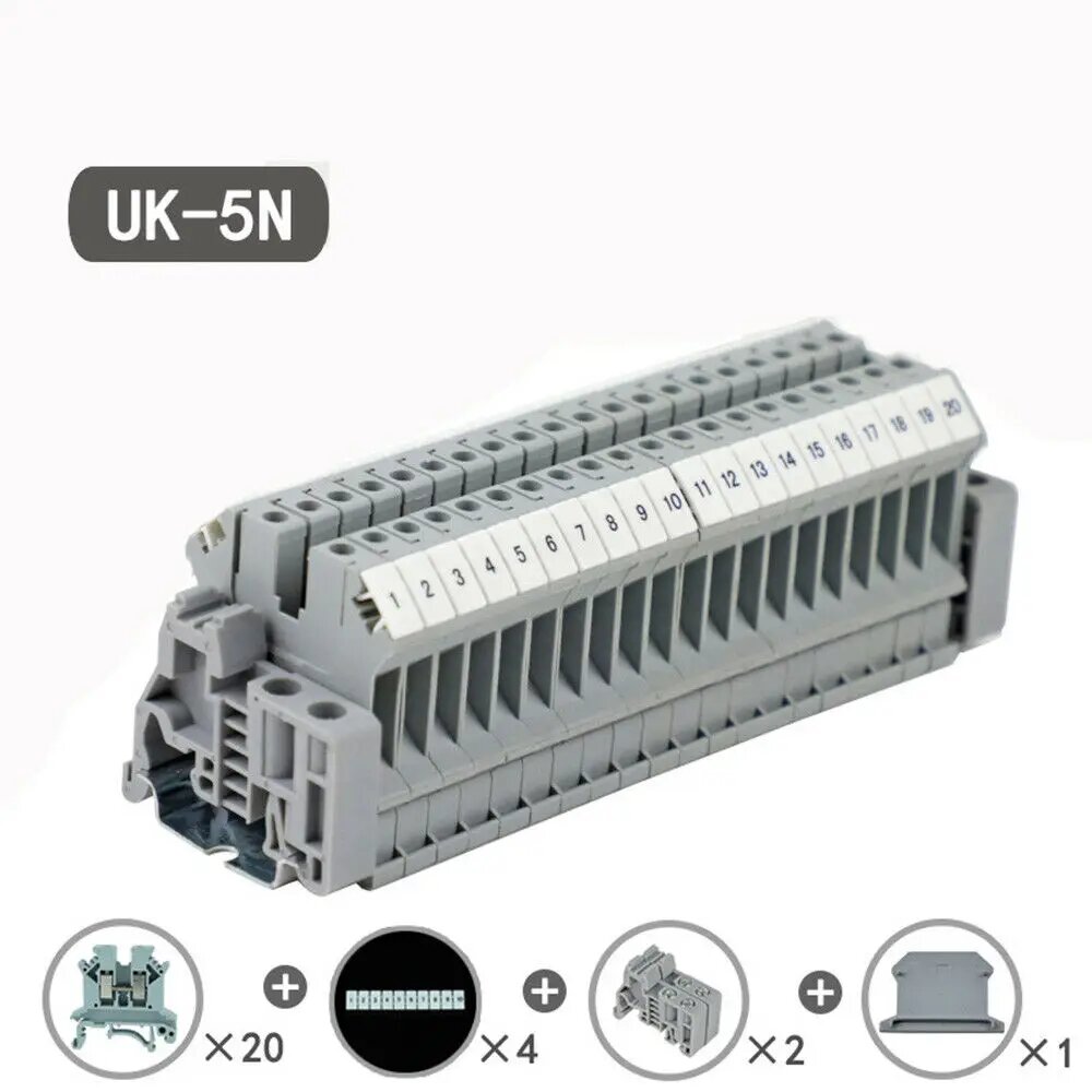 Клеммные блоки UK-5N, 20шт, для DIN-рейки