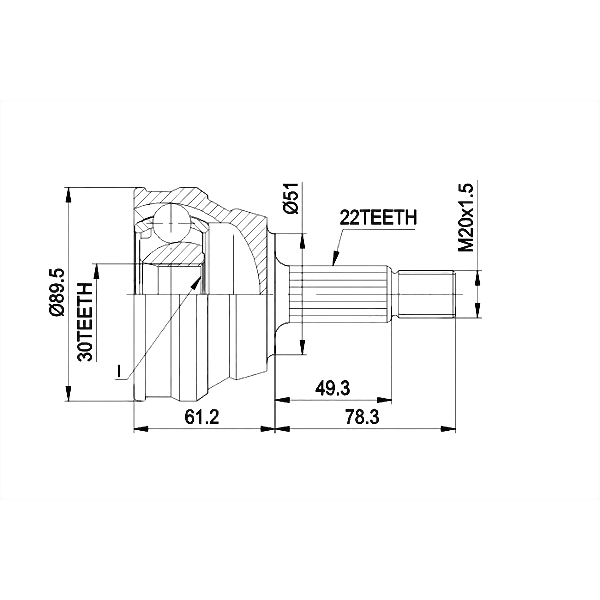 PATRON PCV1050 (171407311P / 191407311B / 191407311C) шрус наружн к-кт 22x51x30 audi: 80 81-86, 90 84-87, coupe 83-88, VW: Passat (Пассат)