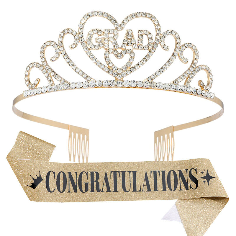 Корона на выпускной, набор плечевых ремней, блестящая ткань