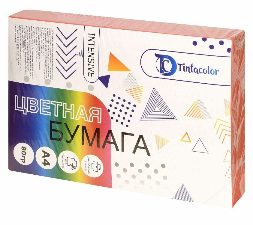 Tintacolor Бумага цветная для печати, А4, 80 гр./м2, красный, 500 листов
