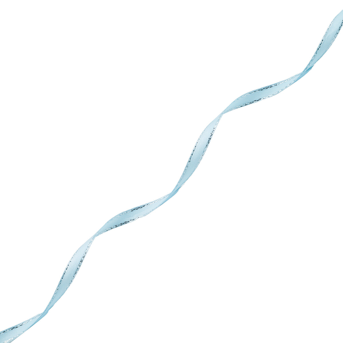 Лента атласная голубая 6 мм*22,86 м, упаковочная, для подарков, рукоделия, шитья, односторонняя, Айрис (серебряная нить)