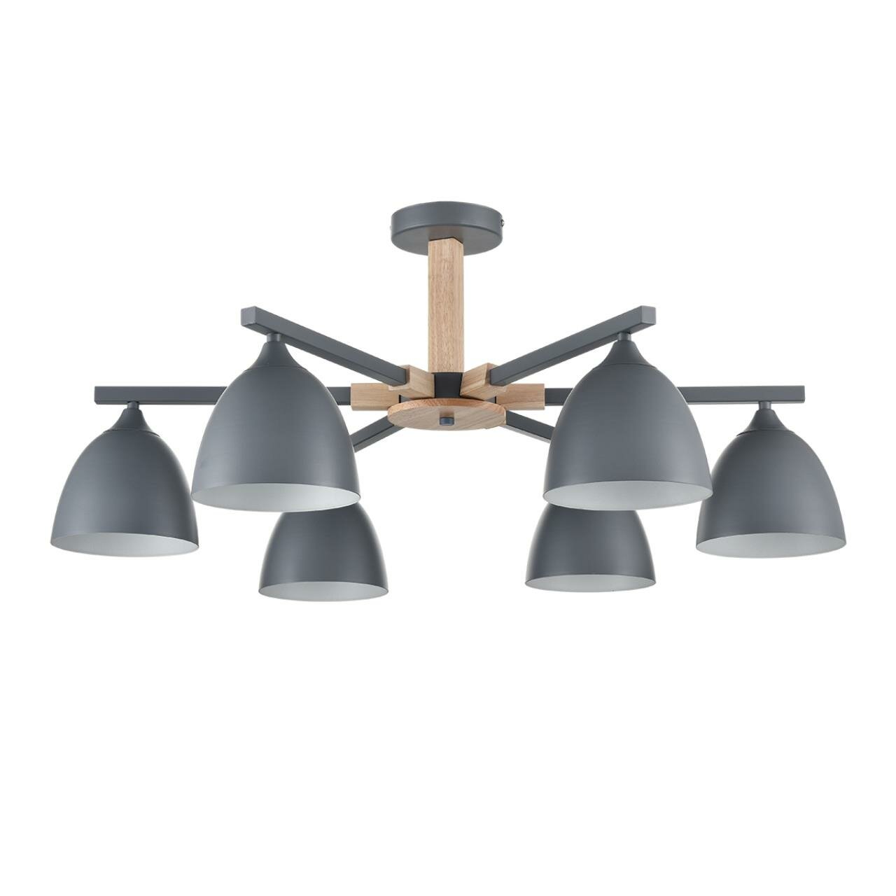 Люстра потолочная на штанге Lumion COLANGE 8096/6C серый/серый металл, дерево/металл Е27 6*60W 220V