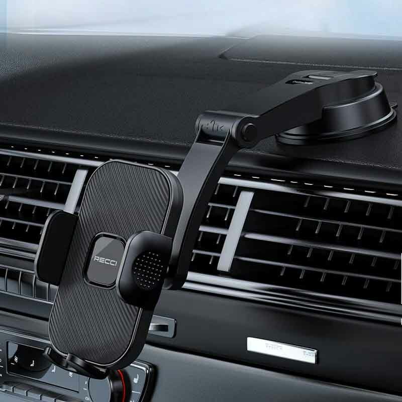 Автомобильный держатель на присоске Recci Holder for Car Dashboard/Windshield для смартфонов 4.7-7.1", Черный, RHO-C39