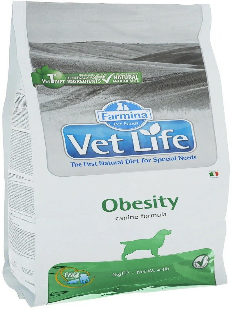 Farmina Корм сухой Vet Life Dog Obesity для взрослых собак при ожирении 2 кг