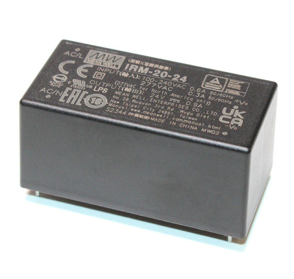 24V, 21W, 0.9A IRM-20-24, Модуль питания сетевой (блок питания под пайку), MW