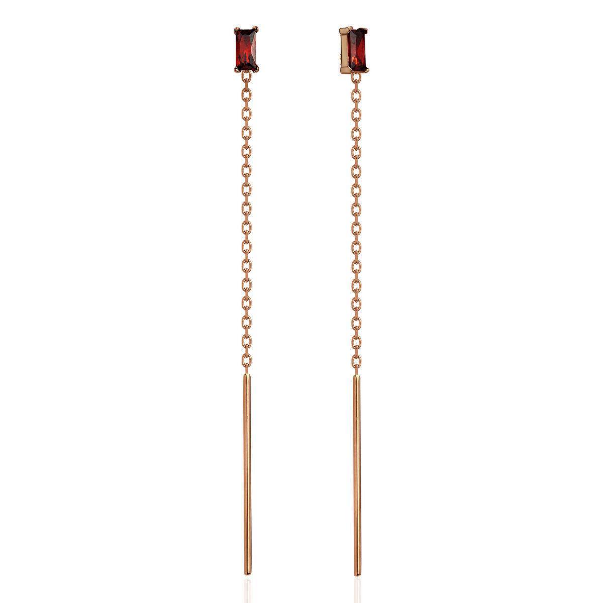 Серьги, красное золото, 585 проба, рубин синтетический