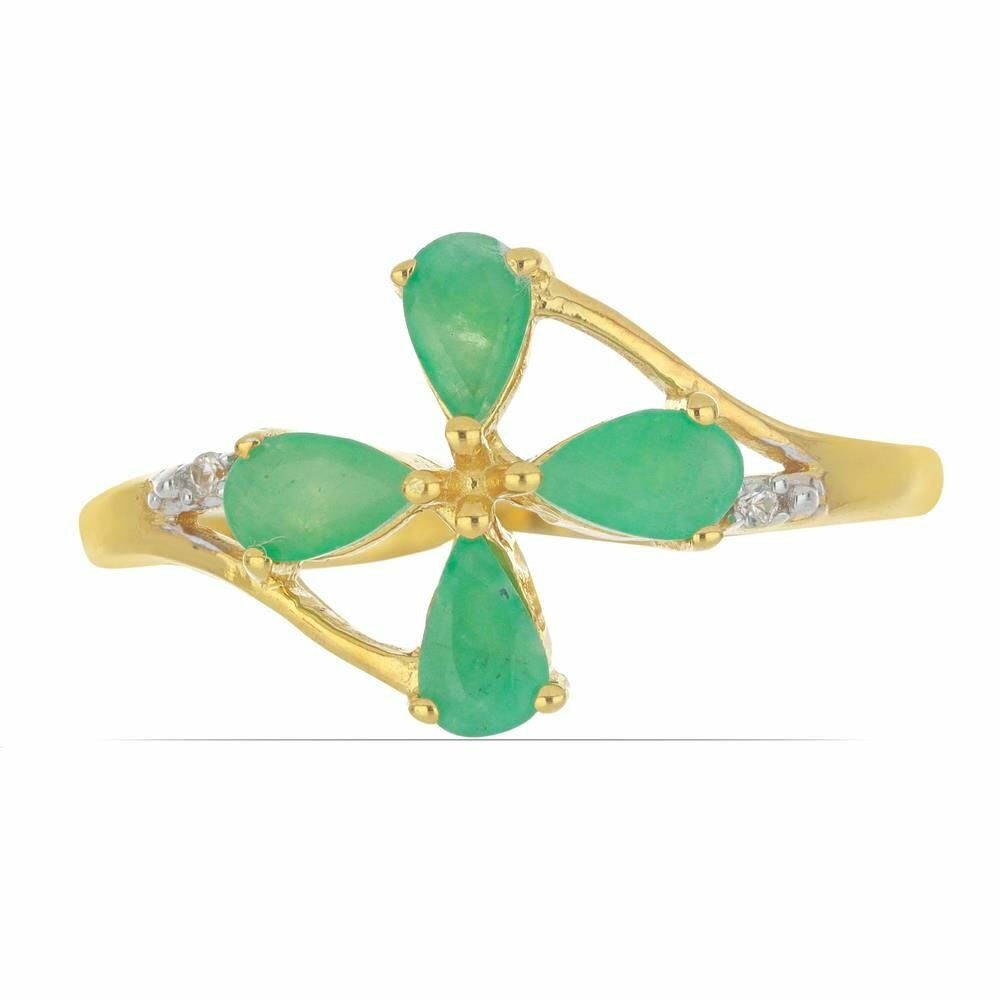 Кольцо, серебро, 925 проба, изумруд, циркон