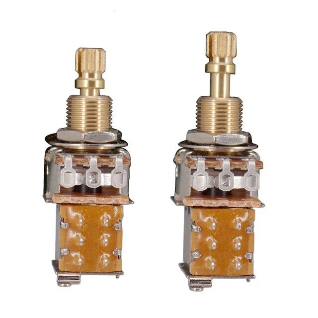 2 шт. латунные разъемные потенциометры для бас-гитары A25 B25 each x 1 Pcs