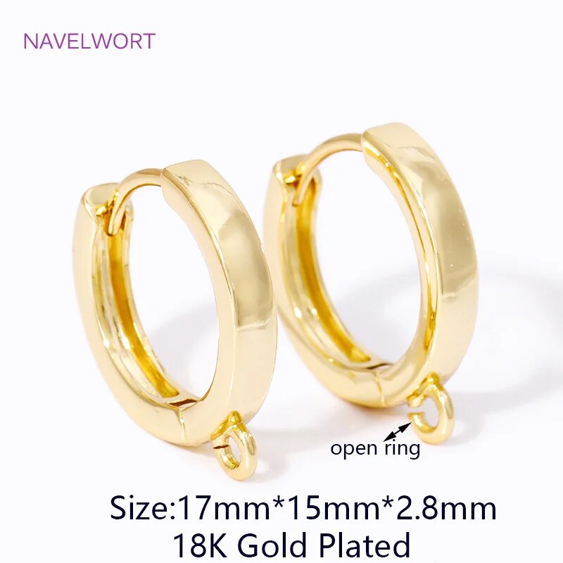 Золотистые сережки-кольца NAVELWORT 18K Gold Plated, 6 шт