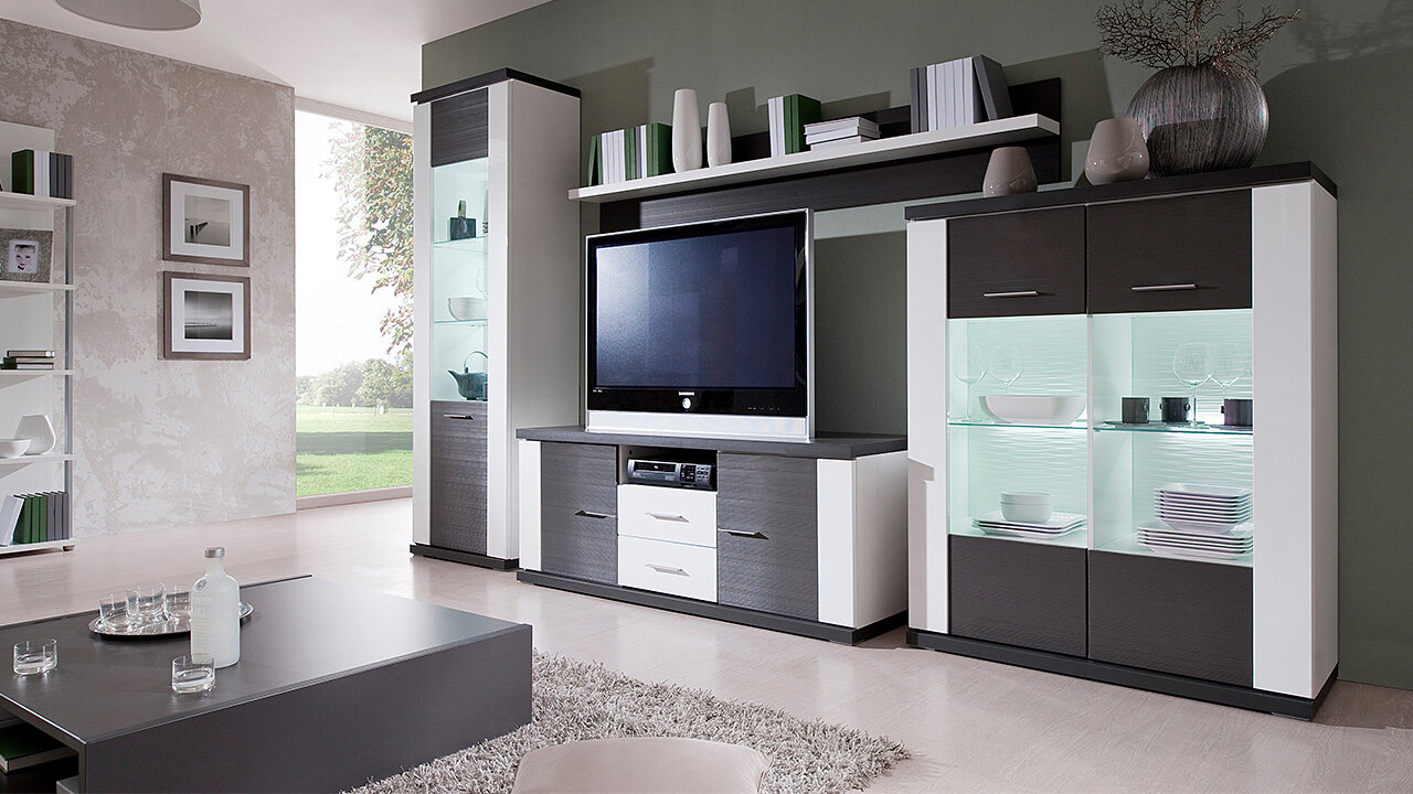 Гостиная Идан Венге Цаво 3354 / Белый Фасадный 0101 NOW 326x50x207 см, коричневый Дом мебели для вас