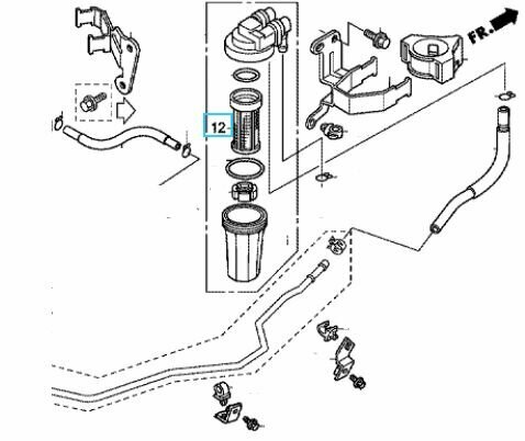 Топливный фильтр для лодочного мотора Honda BF40/BF50/BF60; Артикул Honda: 16901ZZ5003 (Оригинал)