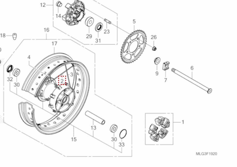 Спица А заднего колеса (правая внешняя) для мотоцикла Honda CRF1000/1100/XL750 (Оригинал)