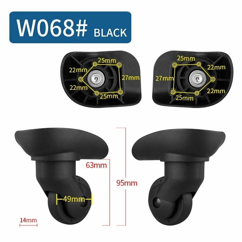 Сменные колеса для багажа, сменные колеса для чемодана 14-30 дюймов, Черный, W068 Black(2Pcs)