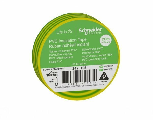 Изолента ПВХ 19x20м жёлто-зелёная Systeme Electric