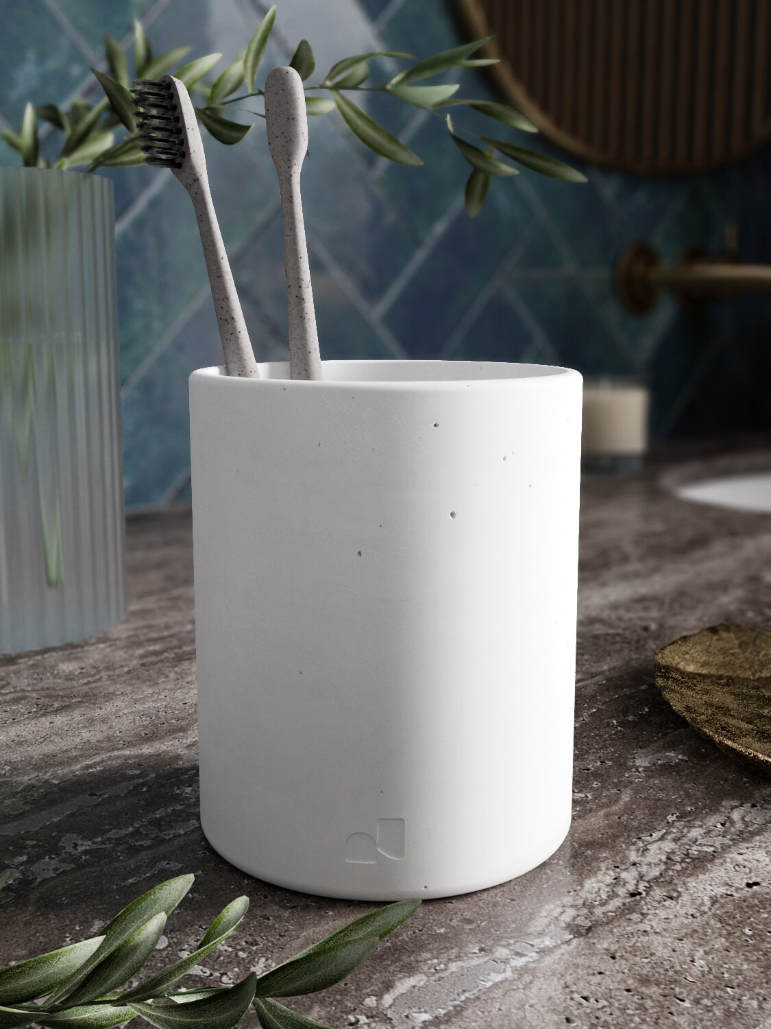 Органайзер для ванной комнаты, стакан для зубных щеток в дом, держатель кисточек и расчесок Bordeaux белый матовый.