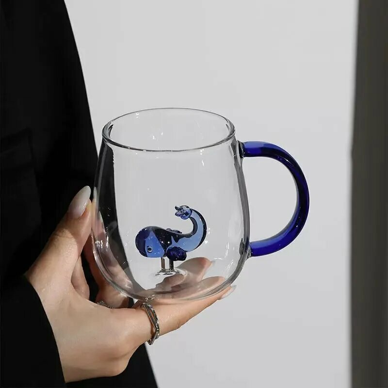 Кружка "животное", 400 мл, 1 шт Прозрачная трехмерная чашка для воды в форме маленького животного - кита