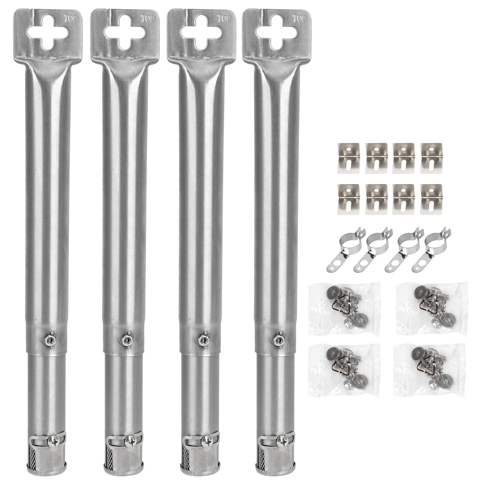 4pcs Регулируемая длина с горелками гриля из нержавеющей стали.