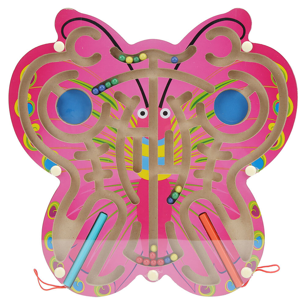 Деревянный детский лабиринт с магнитными шариками, развивающая интерактивная игрушка, подарок. Лабиринт с бабочками.