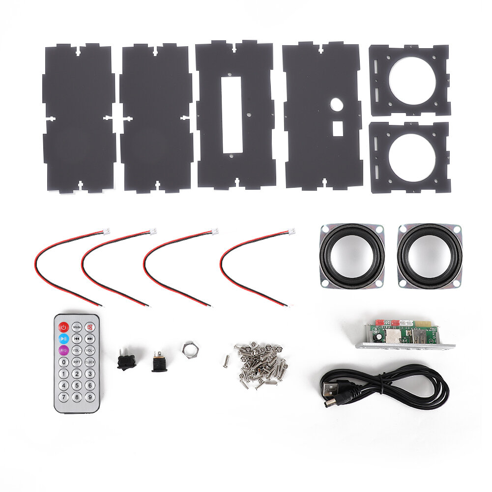 Bluetooth-динамик DIY Kit MP3 Music Pack Стереозвук Мини-усилитель мощности 3 Вт с пультом дистанционного управленияСерый