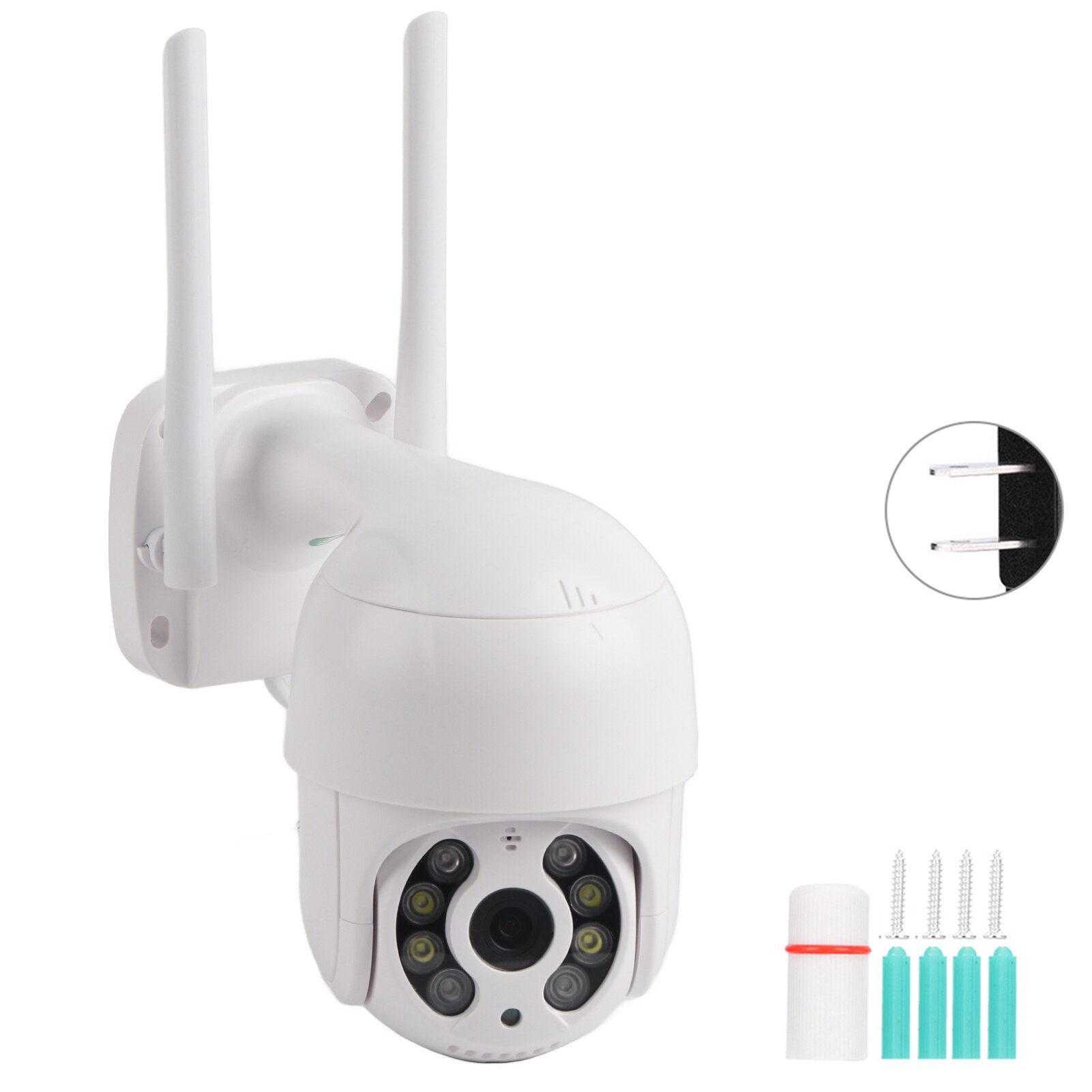 2-дюймовая водонепроницаемая мини-купольная камера PTZ 1080P WiFi 8 ламп охранного наблюдения работает с Icsee 110-240VUS