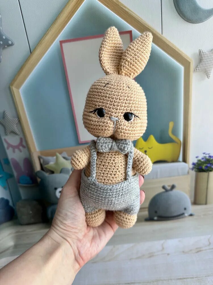 Зайка вязаный ручная работа на подарок для мальчика