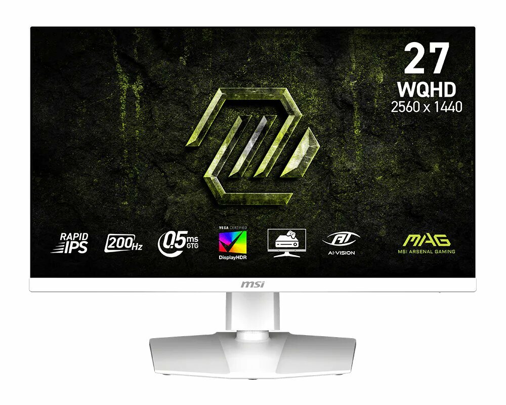 Монитор 27" MSI MAG 274QRFW E20 Rapid IPS, 2560x1440, 200Hz, 0,5ms, 300сd/m, 1000:1, HDR10 | 2xHDMI(2.0b), DP(1.4a) | HAS, Pivot, Swivel, InPSU, Vesa 100, White