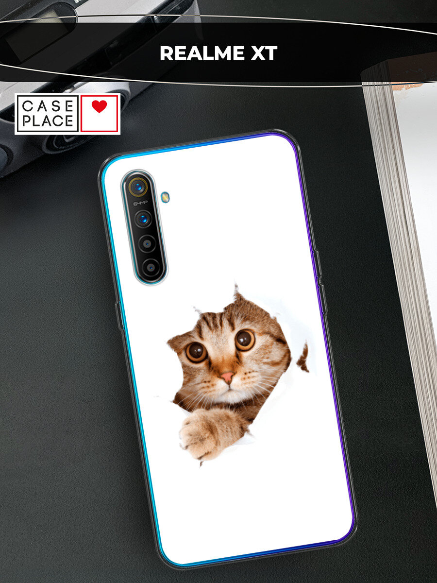 Чехол на Realme XT / Реалми XT с принтом Кот и бумага