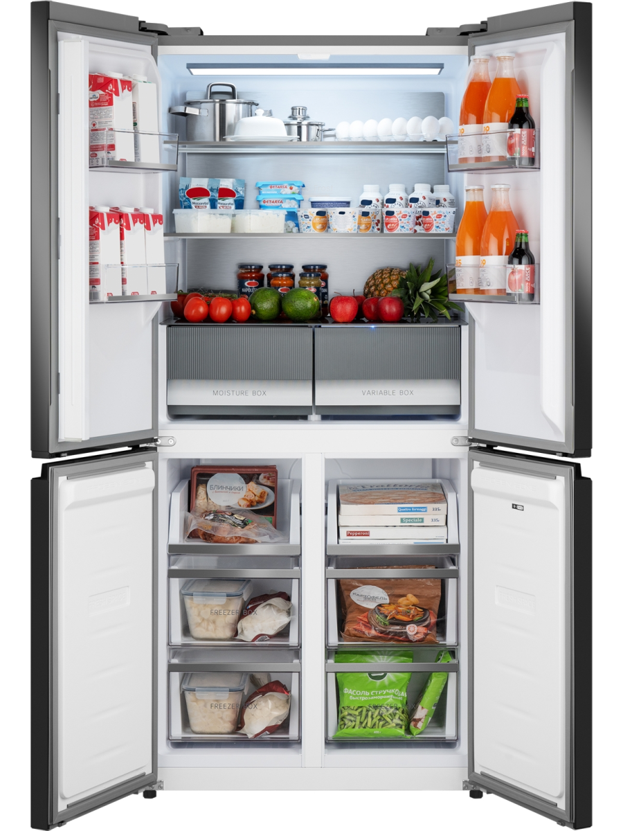 Холодильник Weissgauff WCD 450 Bru Steel Glass NoFrost Inverter трехкамерн. общий объем 450л сталь инвертер (433319)