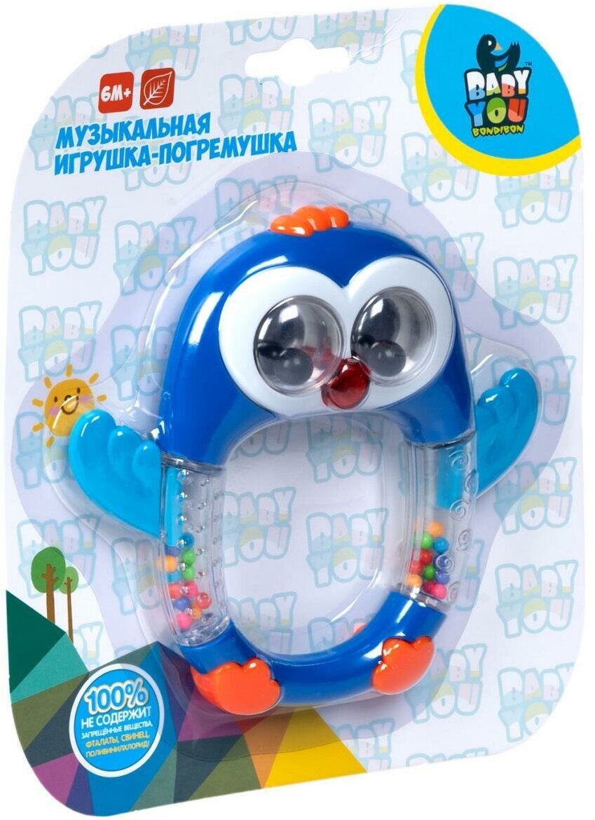 Игр. разв. погрем. пласт, пингвин, Bondibon, музыкальная, на бат, CRD