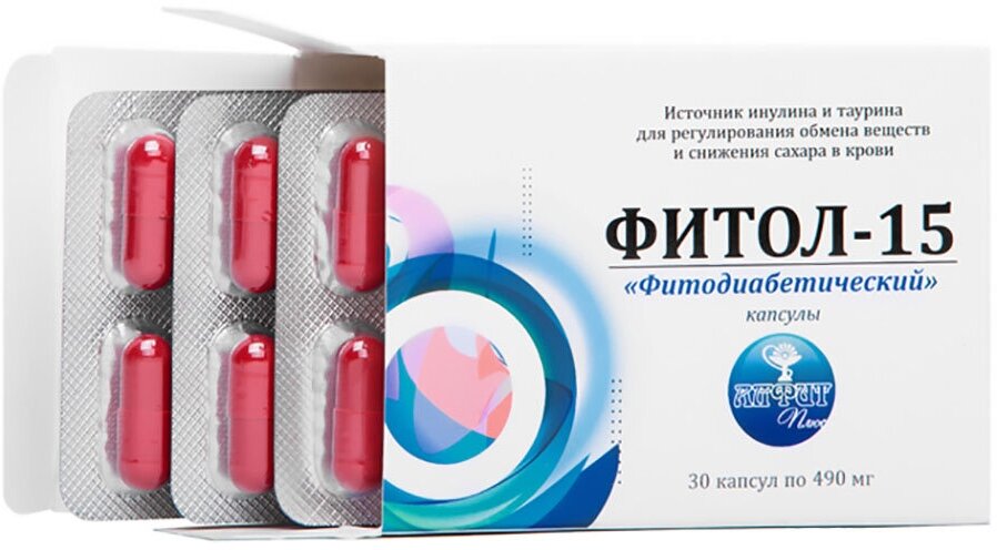 Фитол 15 "Фитодиабетический", 30 капсул по 450 мг, Алфит Плюс