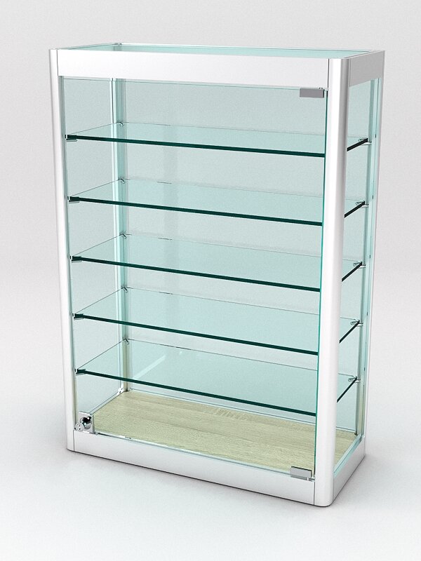 Витрина из профиля настенная "вайб ИКС" №2-5П-С-220 (задняя стенка Cтекло), Дуб Сонома