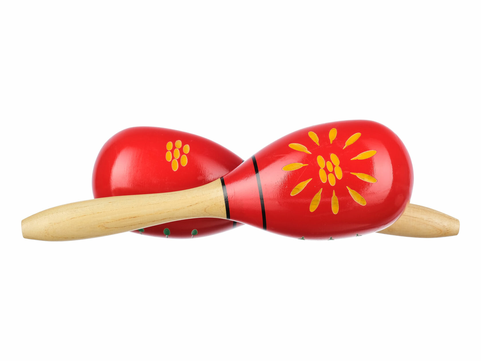 Маракасы деревянные на ручке, диаметр 7.2cм, длина 23.5см