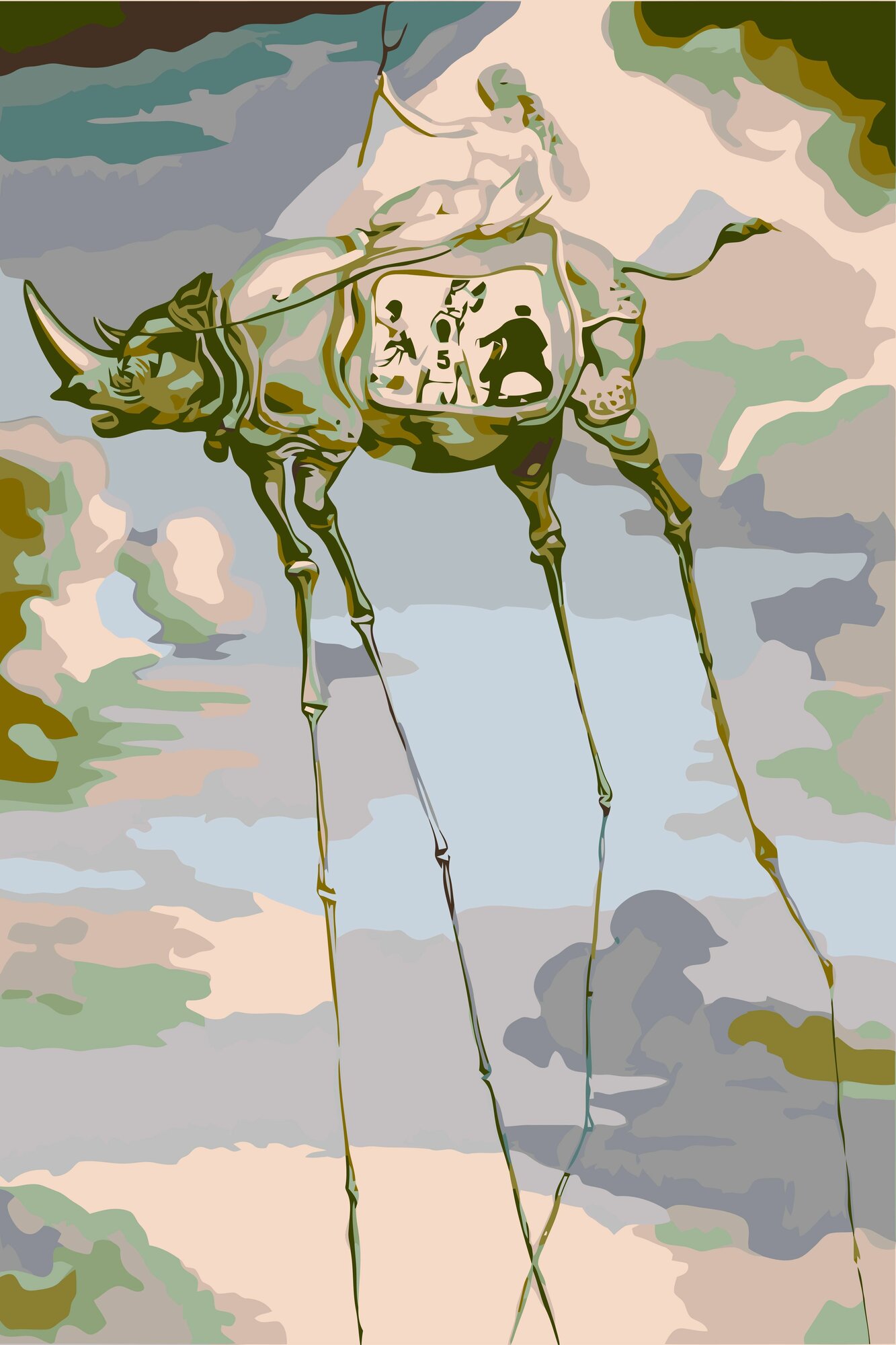 Картина по номерам W-624 "Репродукция картины - Слоны. Сальвадор Дали" 50x70