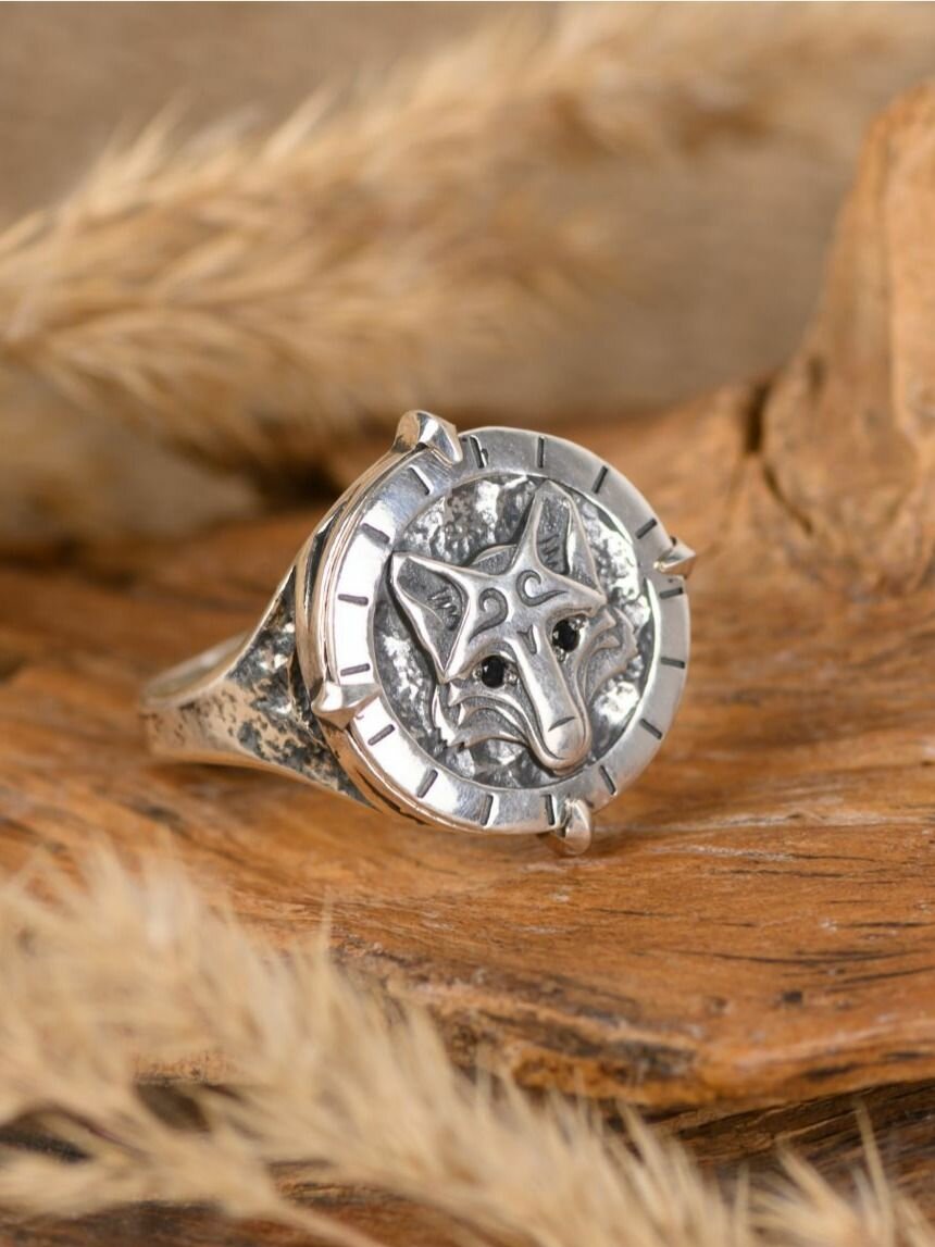 Перстень, серебро, 925 проба, чернение, сапфир