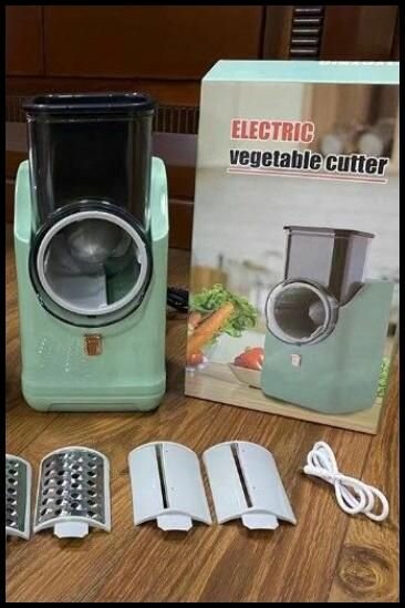 Овощерезка электрическая терка для овощей измельчитель кухонный , Поставляется с тремя видами лезвий
