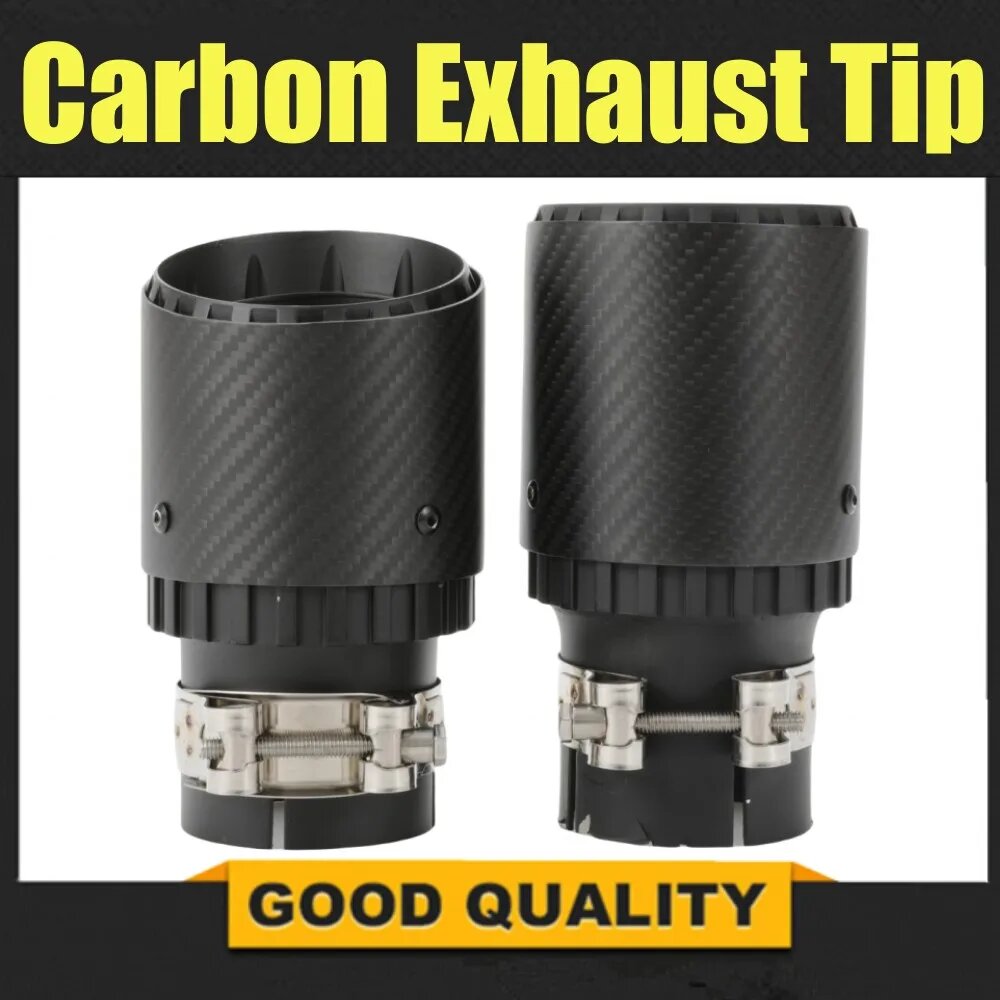 Глушитель выхлопной трубы, глушитель из алюминиевого сплава с черным углеродным волокном 89/101 мм, универсальная модификация автомобиля B-60MM IN 101MM OUT