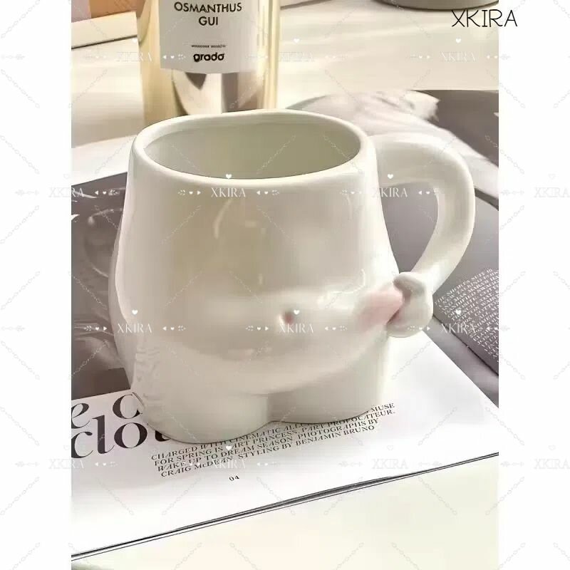 Юмористическая керамическая кружка “пузатый силуэт”, двойные стенки, ручная работа