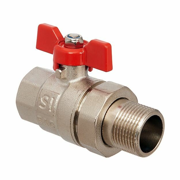 Кран шаровой латунный Smart Install ВР/НР 1/2" с американкой бабочка